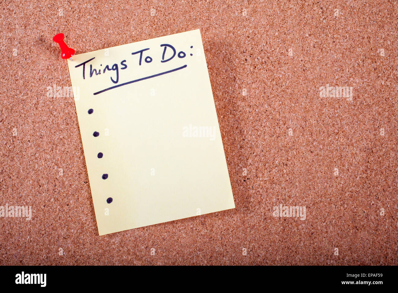 A Things To Do List pinned to a noticeboard Stock Photo - Alamy