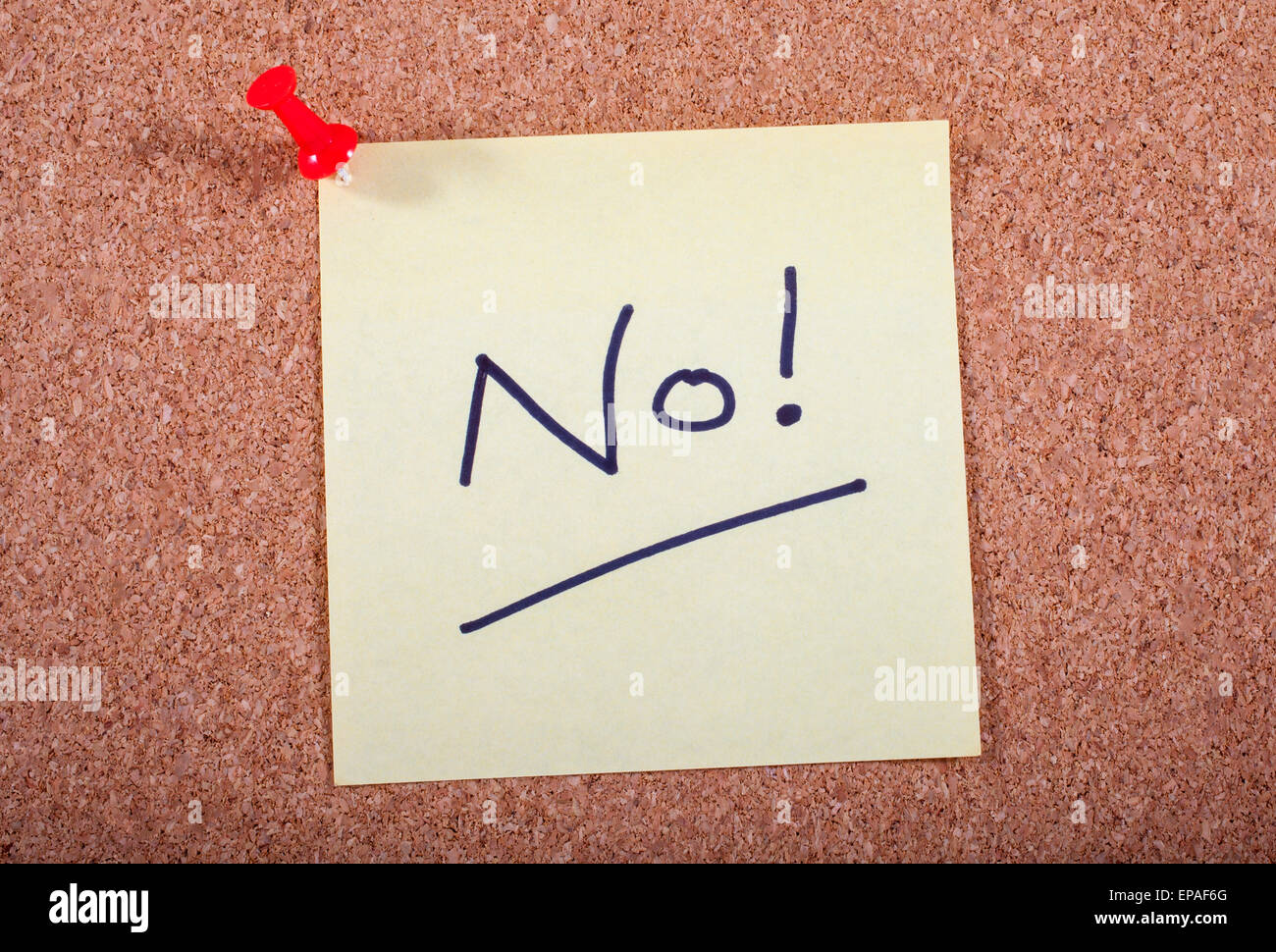 No! Message pinned to a Noticeboard Stock Photo - Alamy