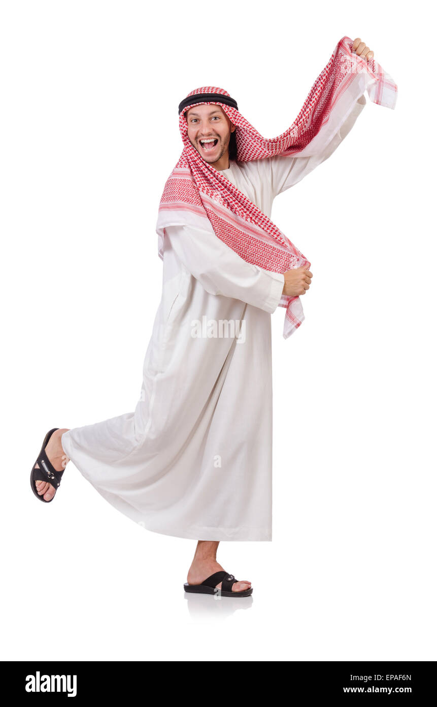 Dancing arab man isolated on white Stock Photo - Alamy