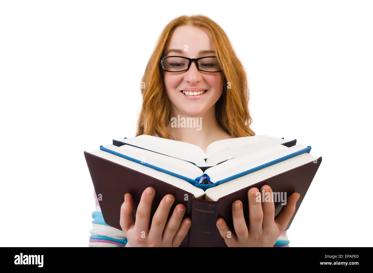 Young student with books isolated on white Stock Photo - Alamy