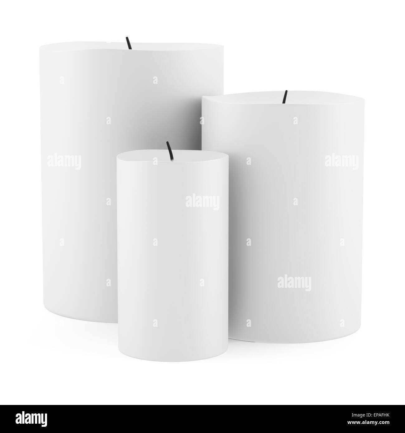 Three Candles isolated on white background Stock Photo - Alamy
