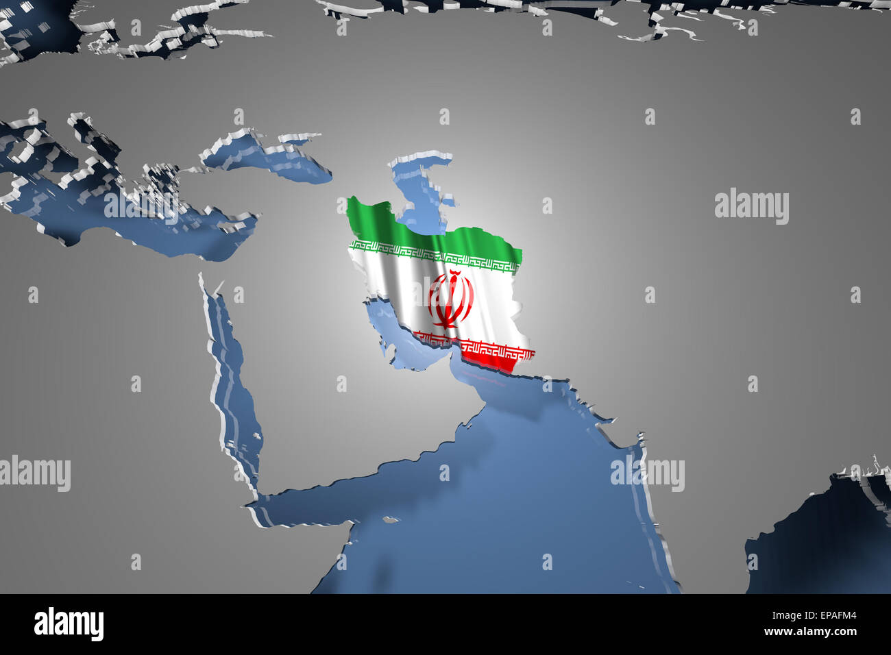 Country of Iran 3D Map designed with the country flag Illustration ...