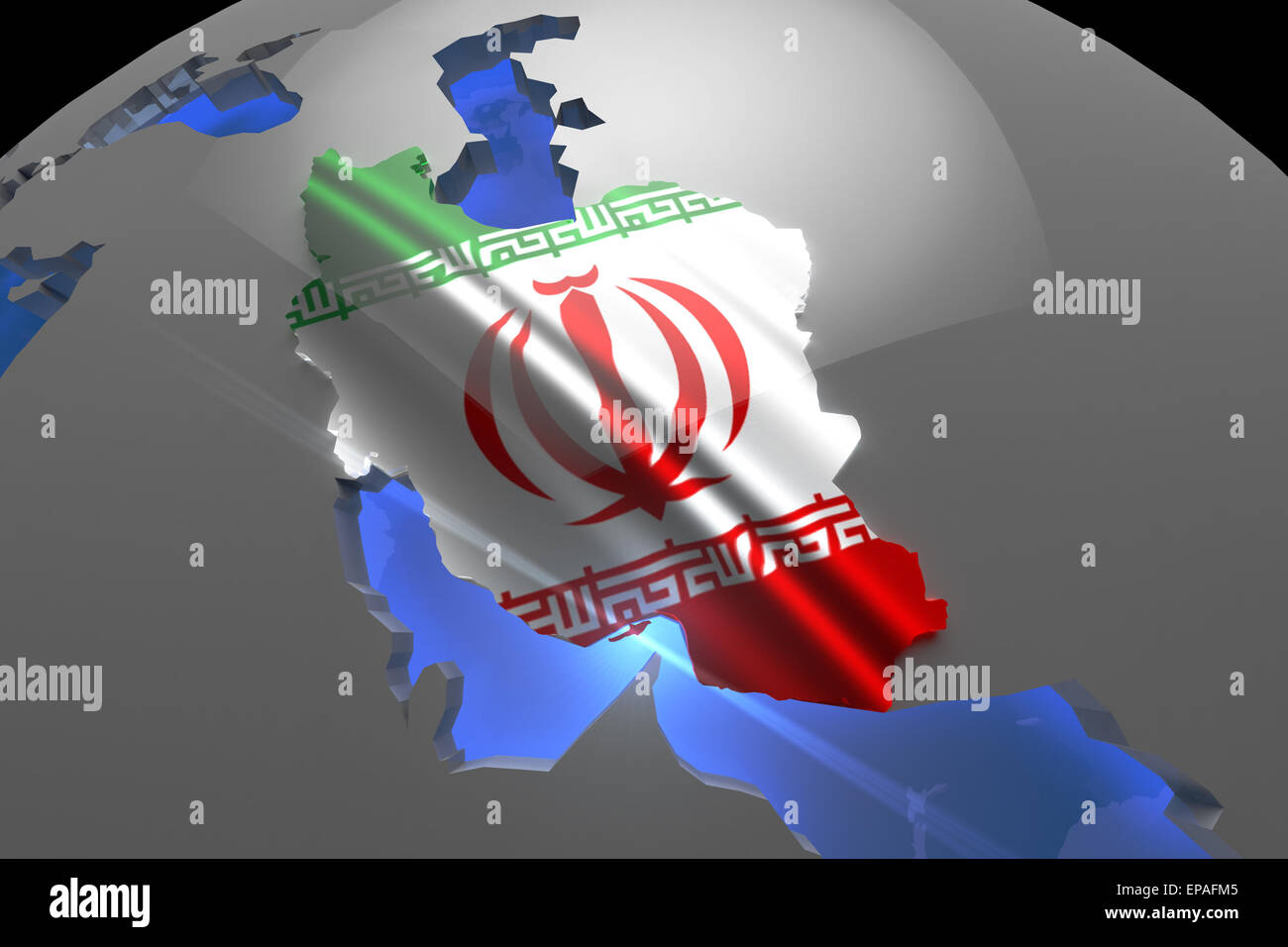 Country of Iran 3D Map designed with the country flag Illustration ...