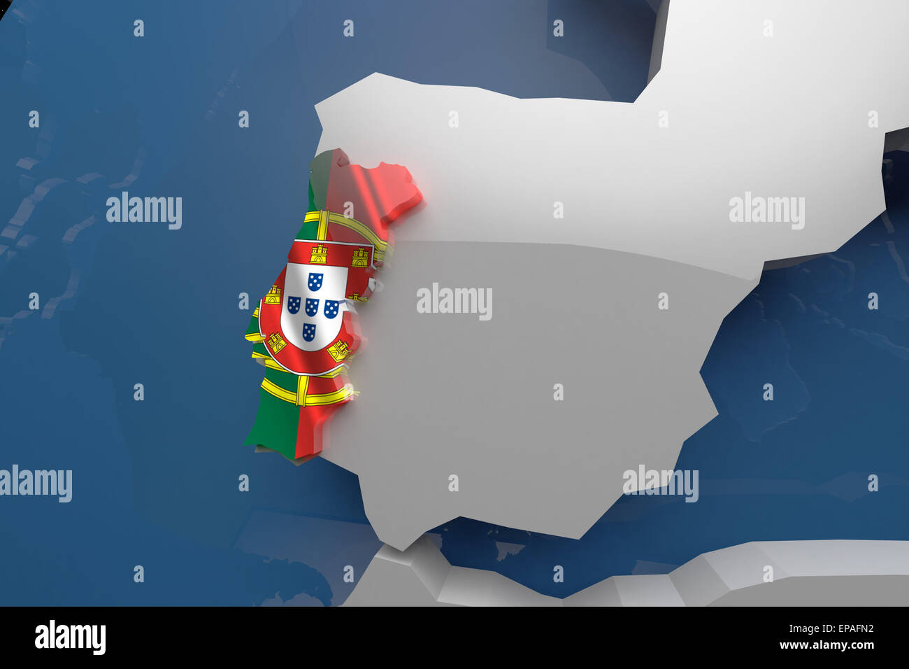 Portugal Flag in the Shape of the Country Map in a Modern Design Stock ...