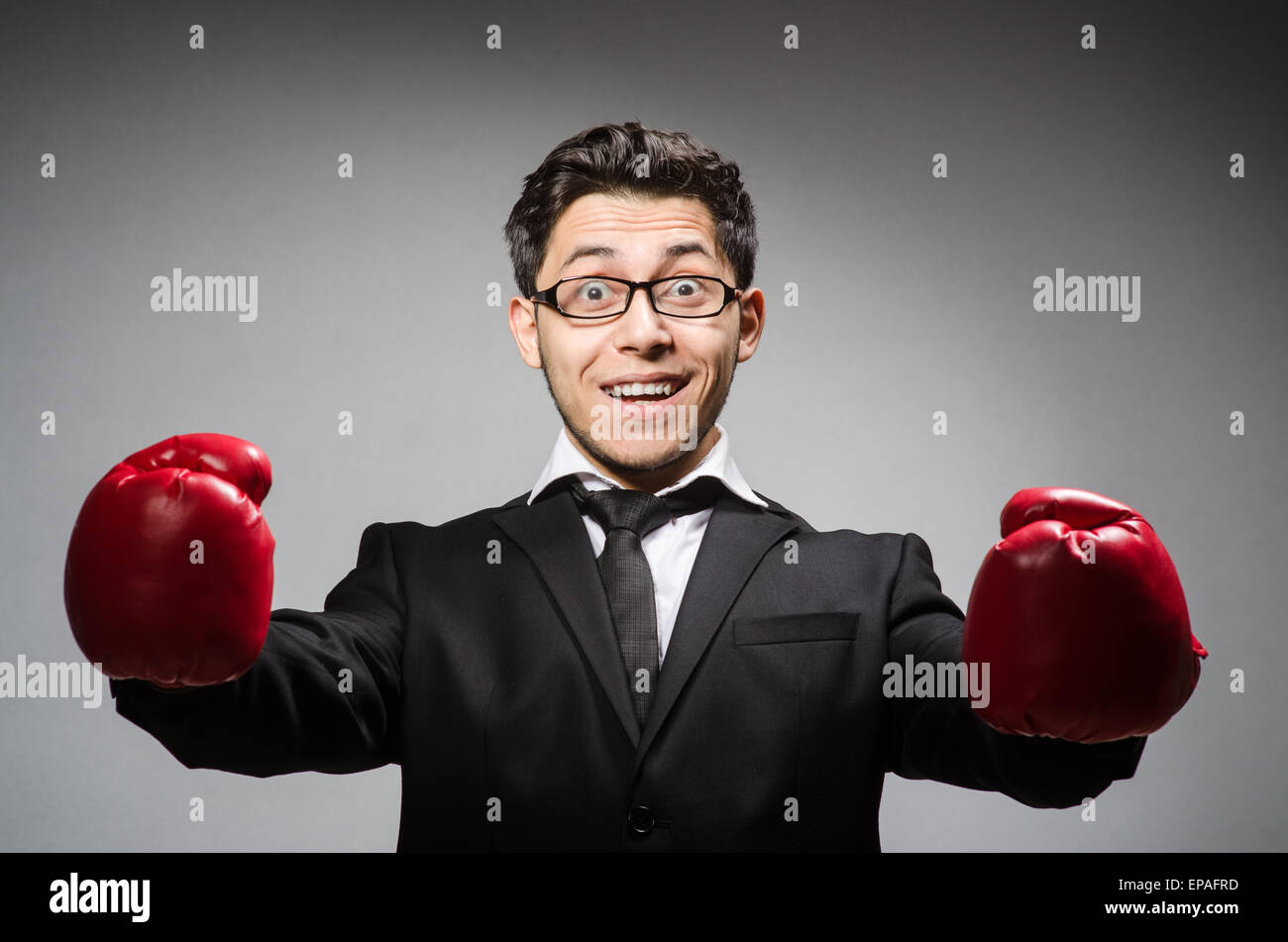 Funny boxer businessman in sport concept Stock Photo - Alamy