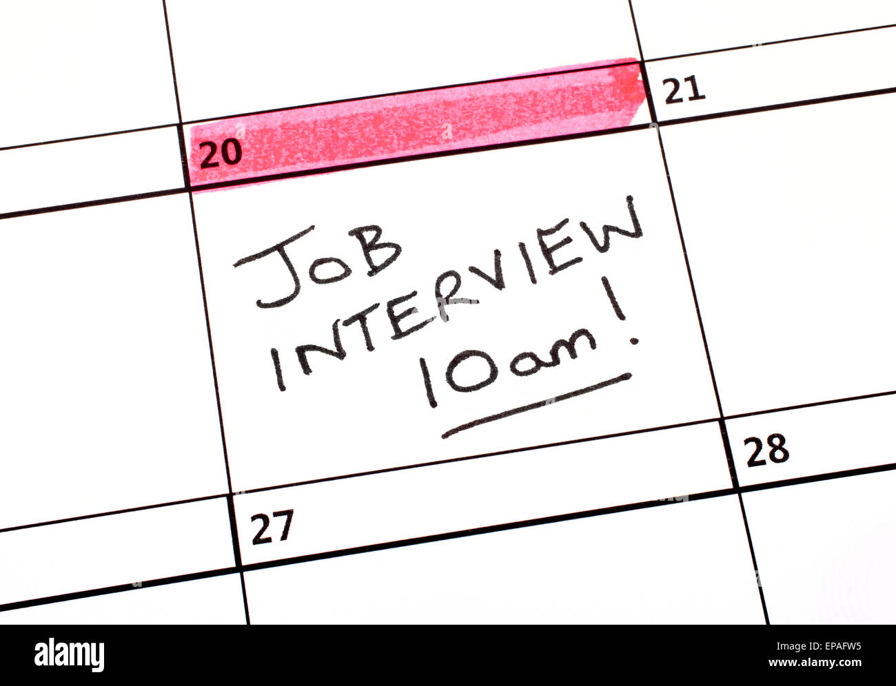 Job Interview date in a Calendar Stock Photo - Alamy