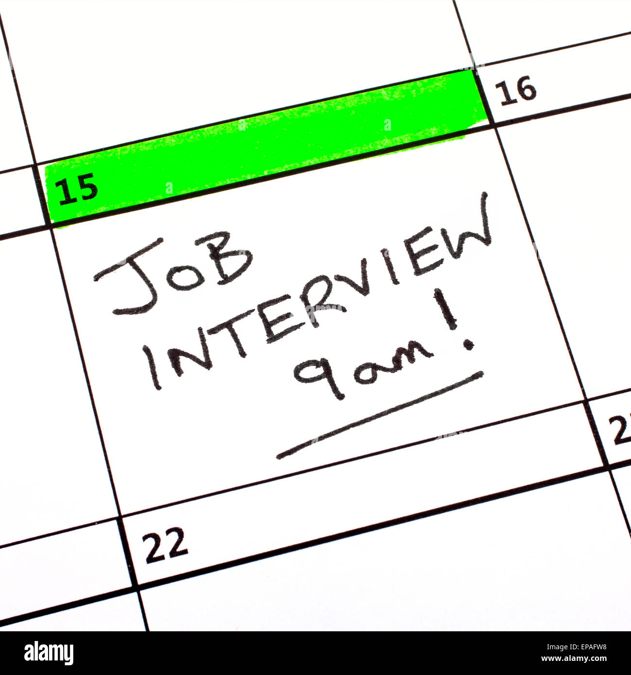 A Job Interview Date written on a Calendar Stock Photo - Alamy