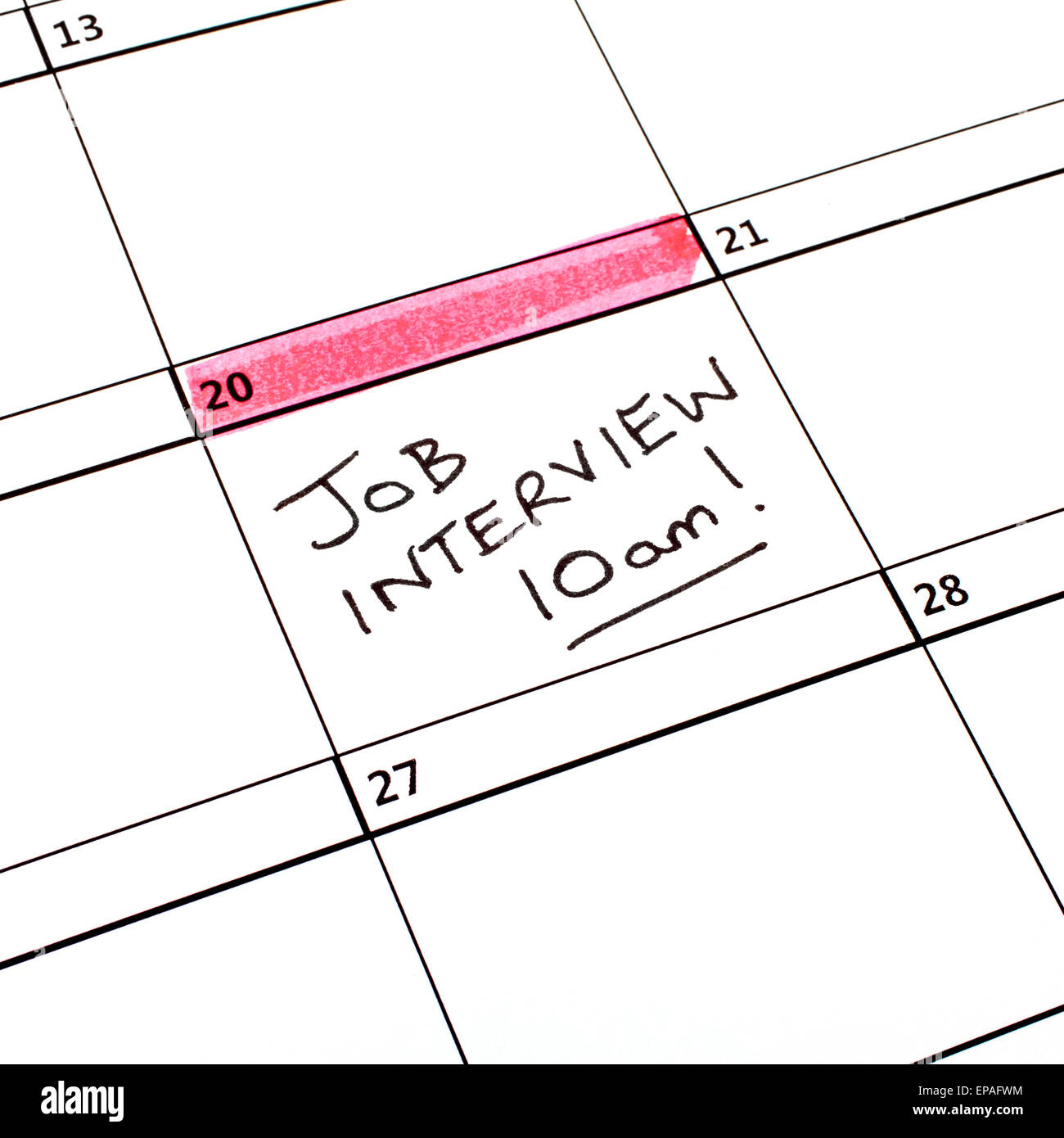 A Job Interview date written on a Calendar Stock Photo - Alamy