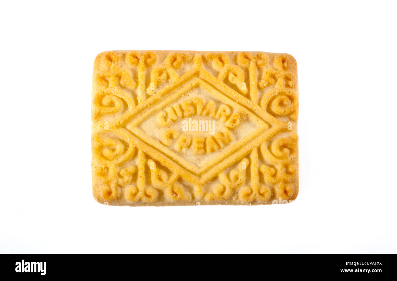 A Custard Cream biscuit over a plain white background Stock Photo - Alamy