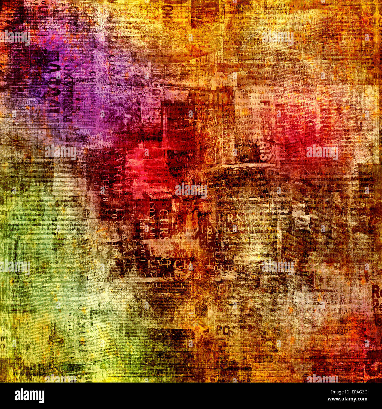 Grunge abstract newspaper background for design with old torn posters ...