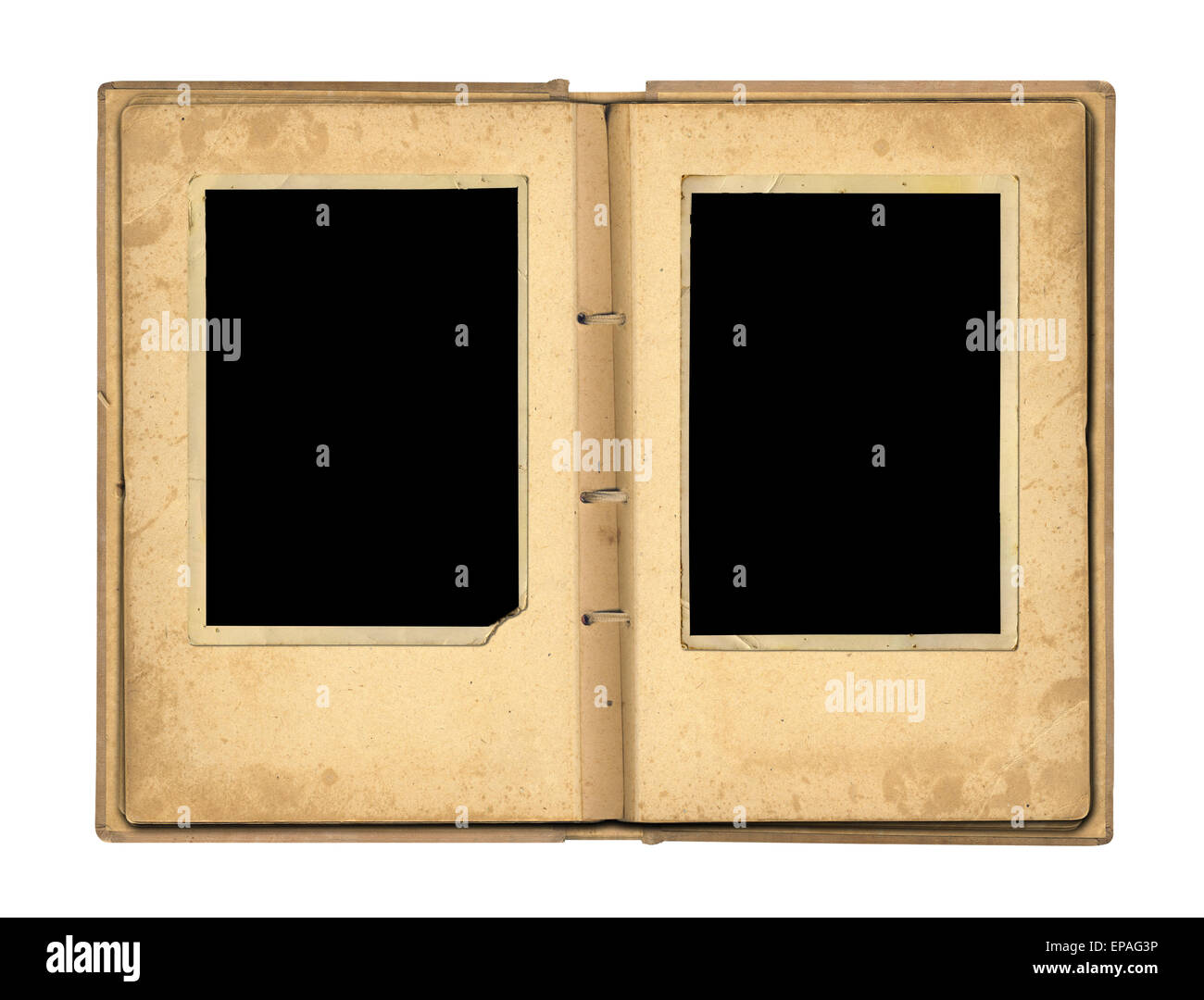 Open photoalbum with ribbon for photos on the isolated white background ...