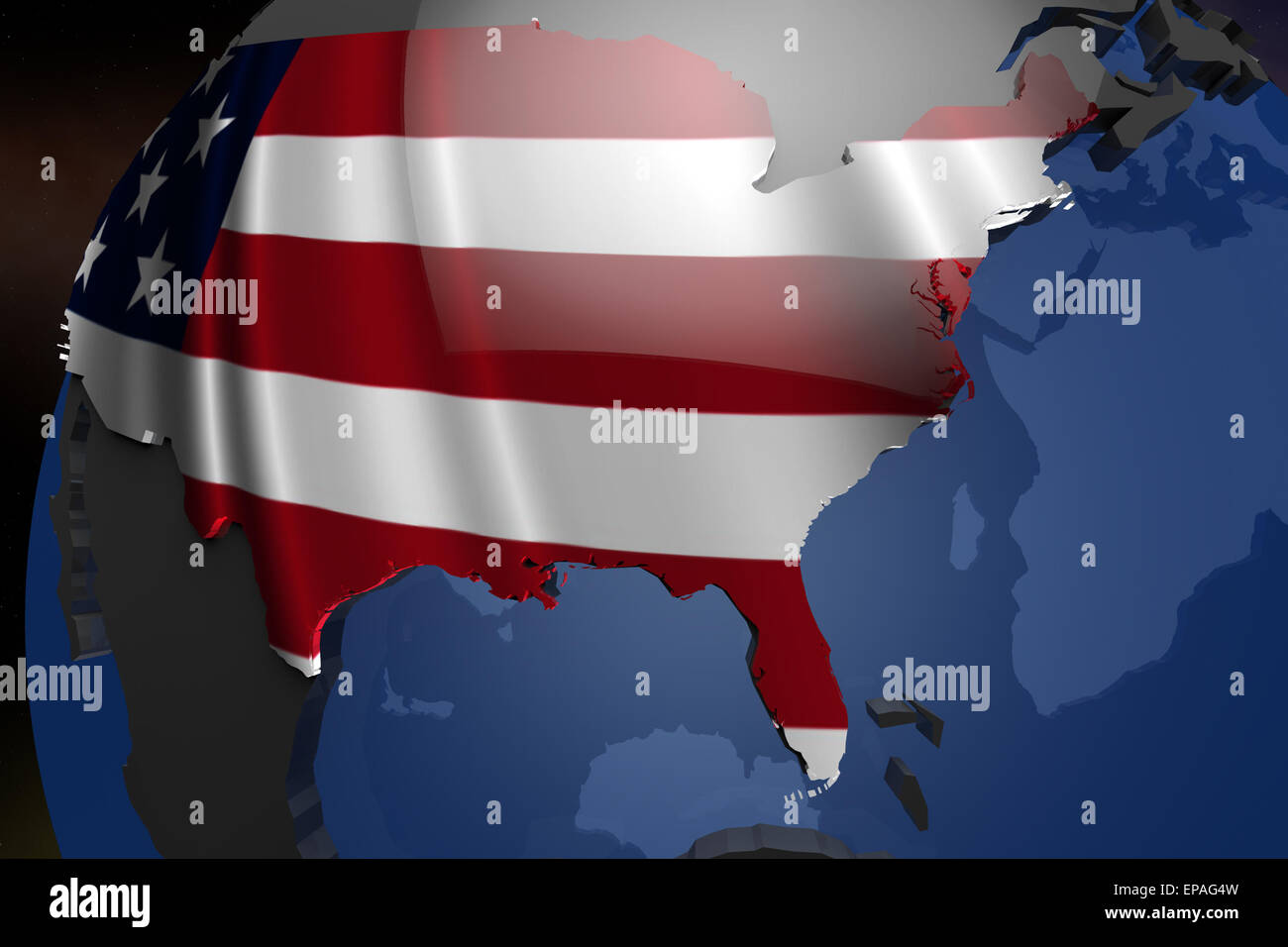 United States of America USA Flag in the Shape of the Country Map in a ...