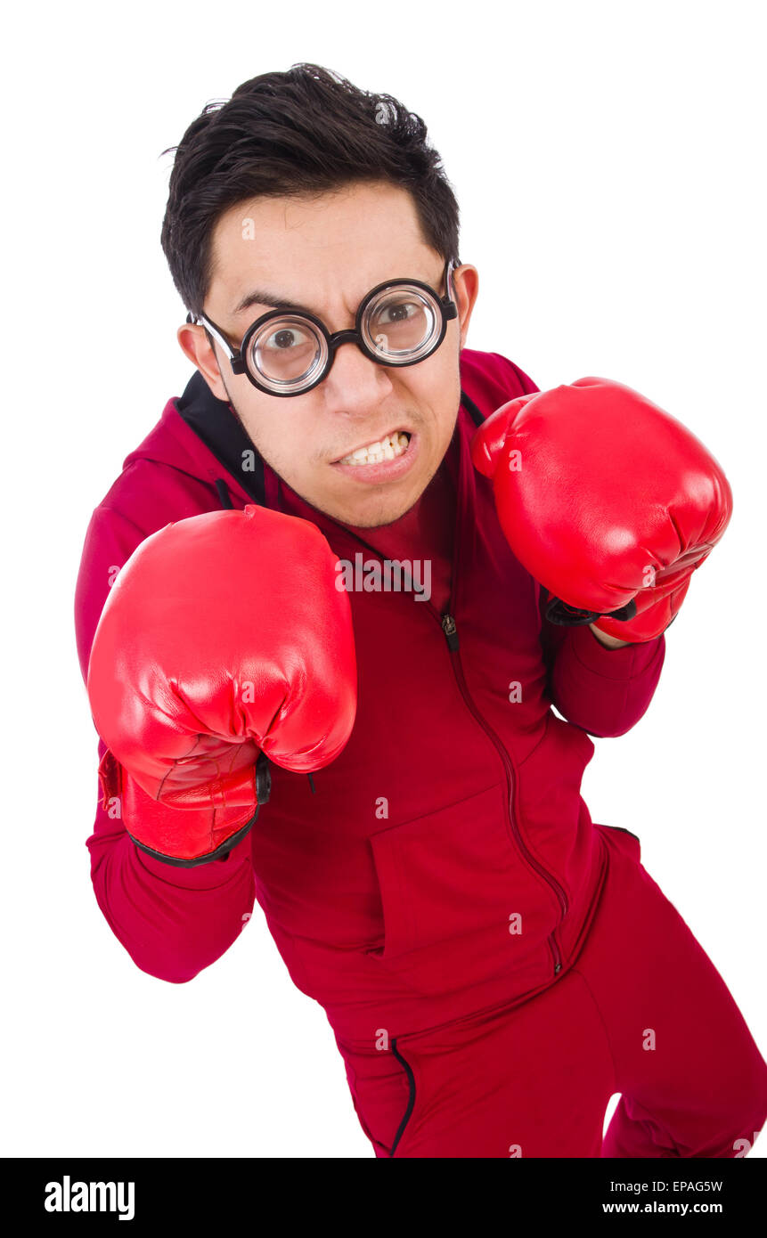 Funny boxer isolated on white Stock Photo - Alamy