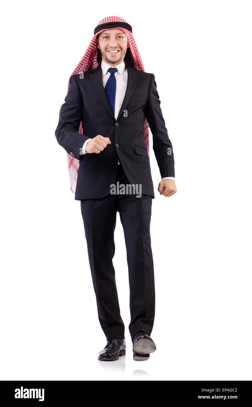 Walking arab man isolated on white Stock Photo - Alamy