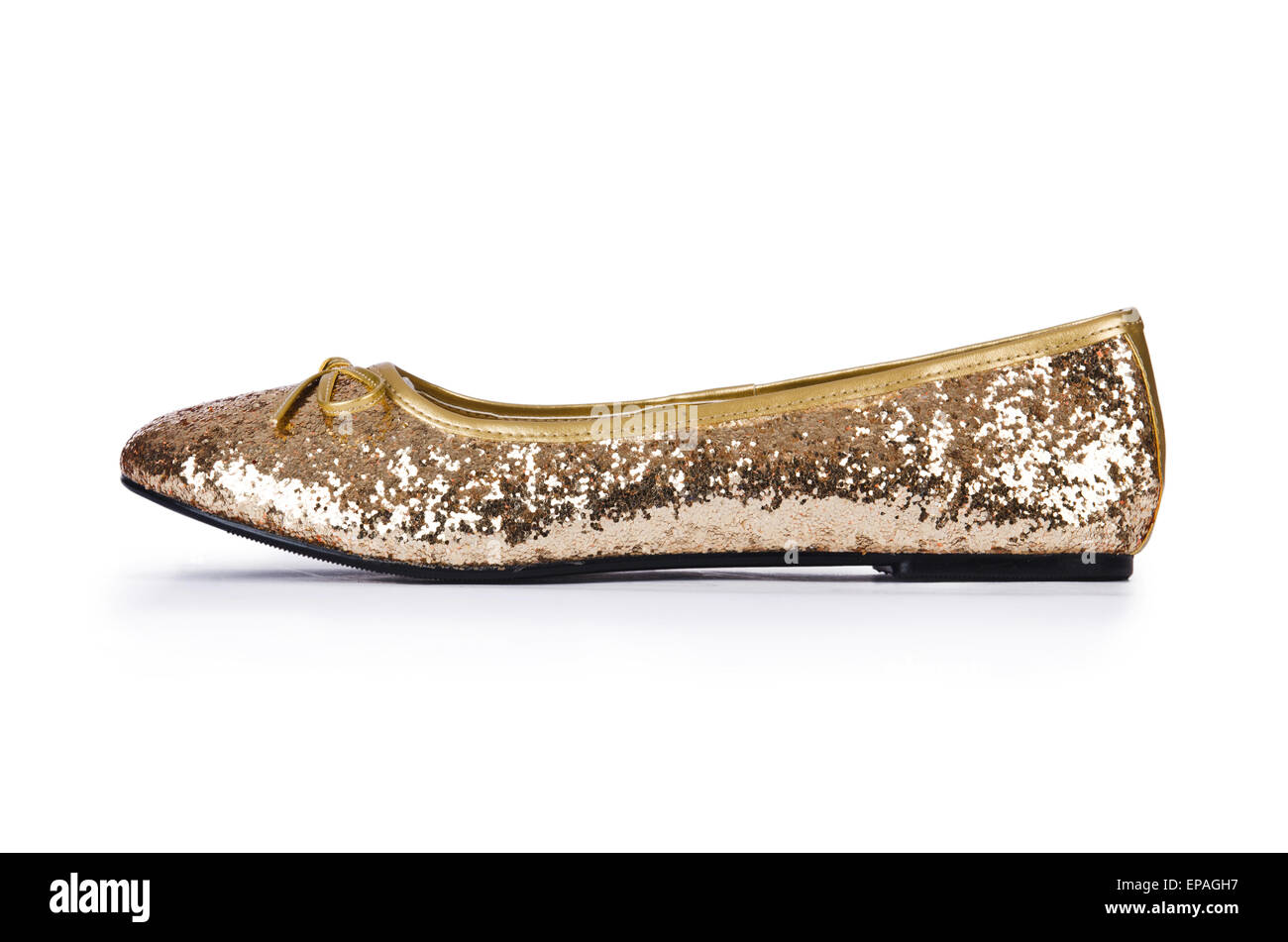 Golden ballet shoes isolated on white Stock Photo - Alamy