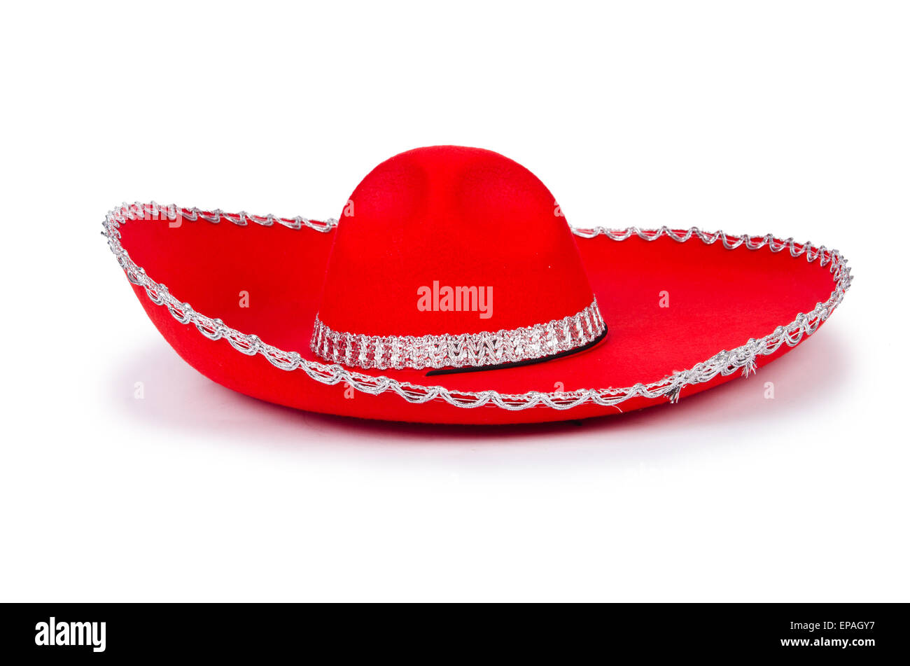 Red mexixan sombrero hat isolated on white Stock Photo - Alamy