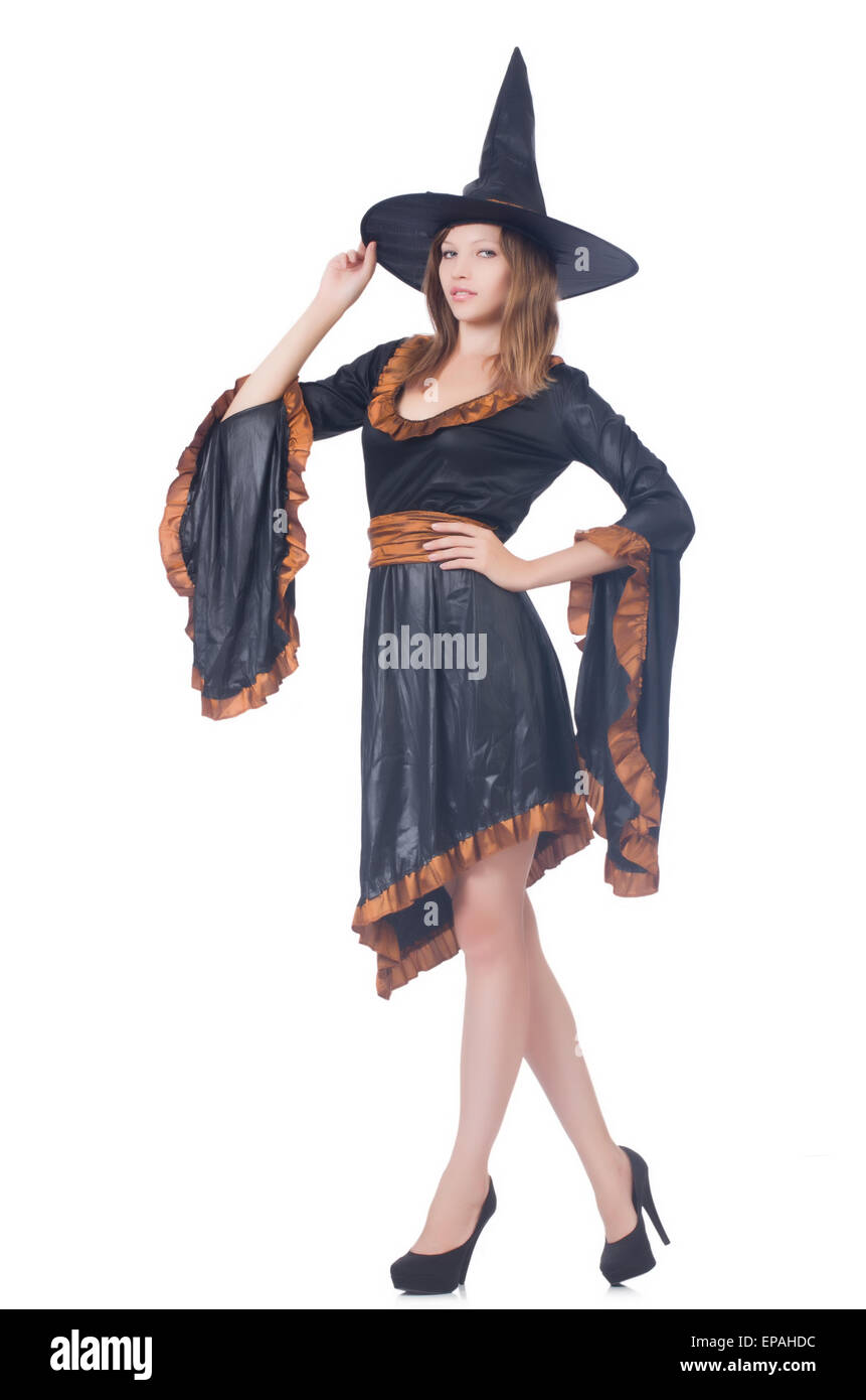 Witch isolated on the white background Stock Photo - Alamy