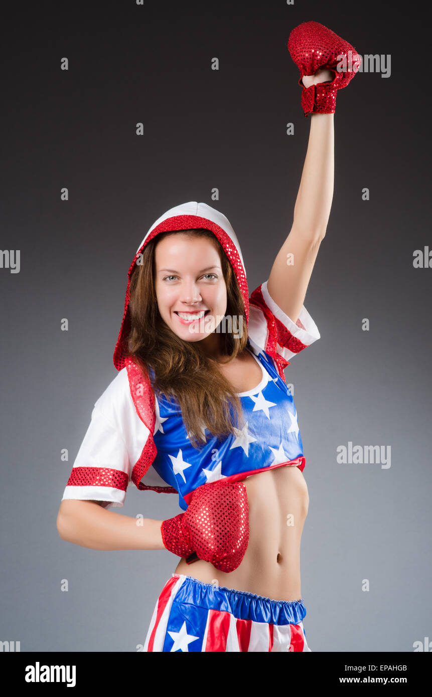 Woman boxer in uniform with US symbols Stock Photo - Alamy