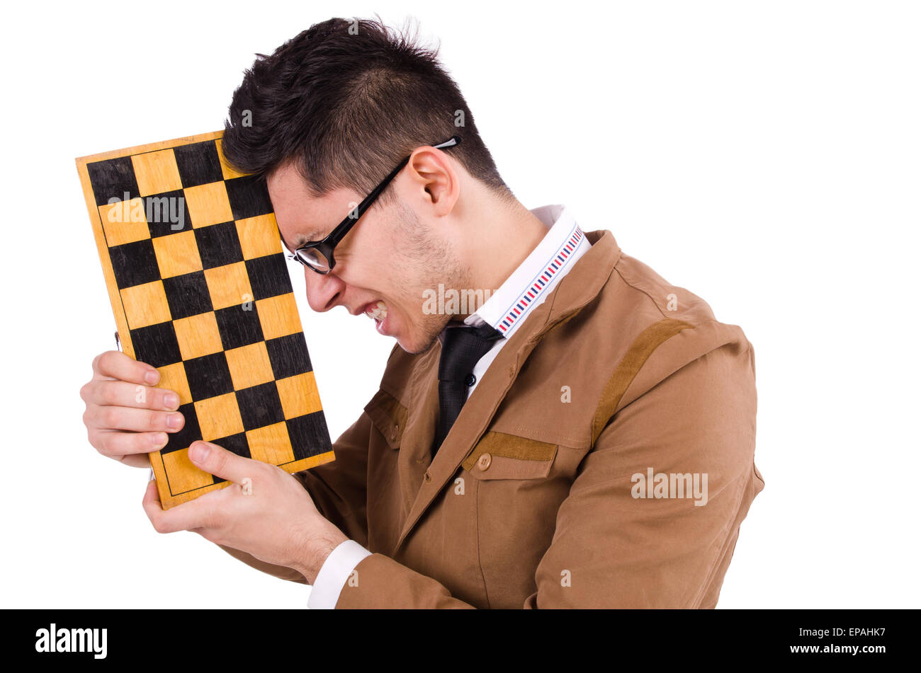 Funny chess player isolated on white Stock Photo - Alamy