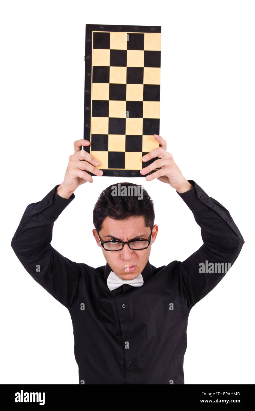Funny chess player isolated on white Stock Photo - Alamy