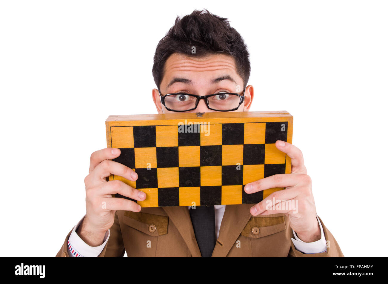 Funny chess player isolated on white Stock Photo - Alamy