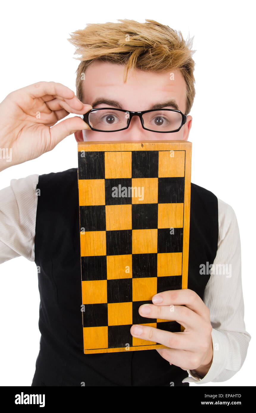 Funny chess player isolated on white Stock Photo - Alamy