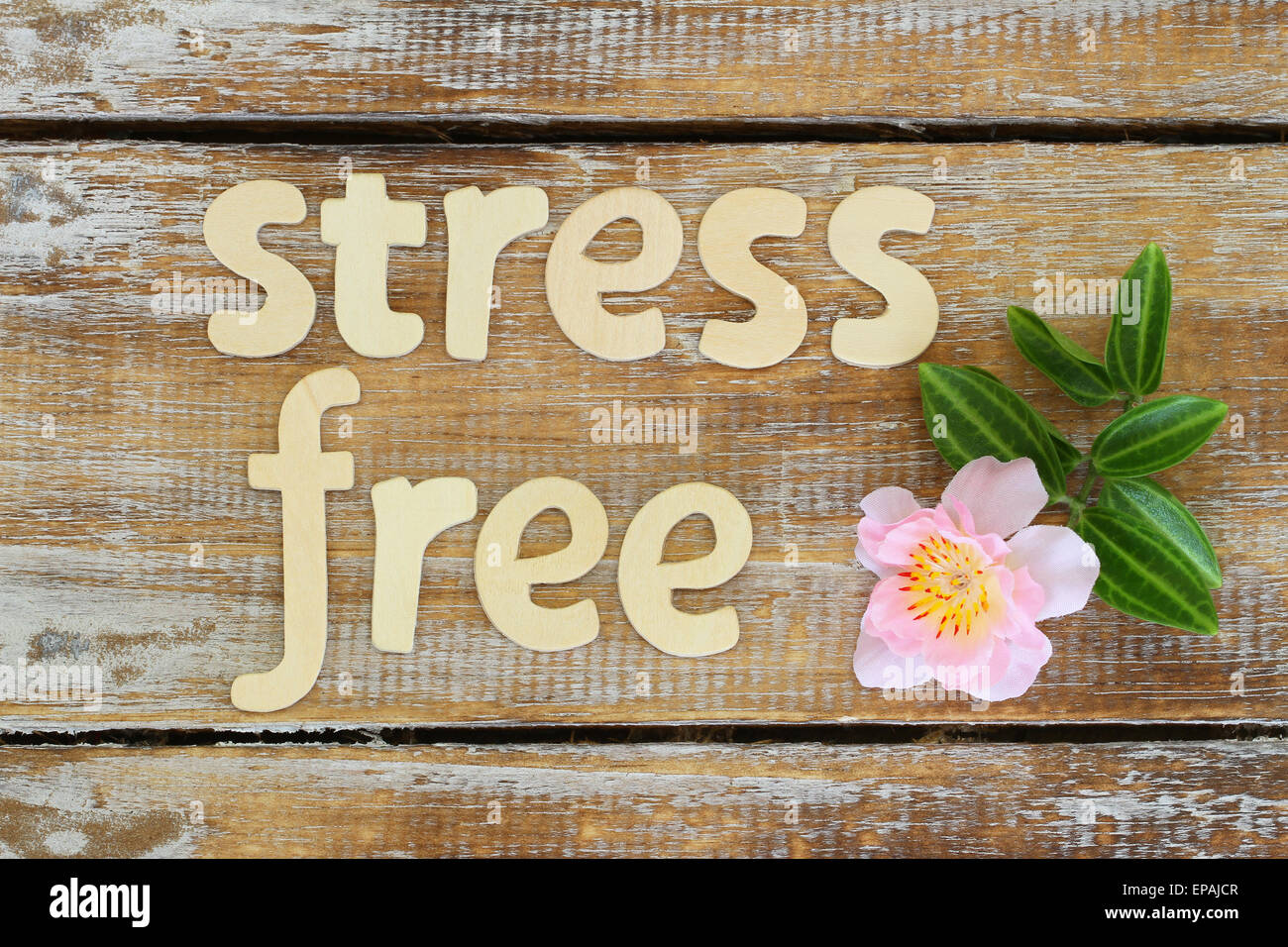 Stress free written with wooden letters on rustic surface Stock Photo ...