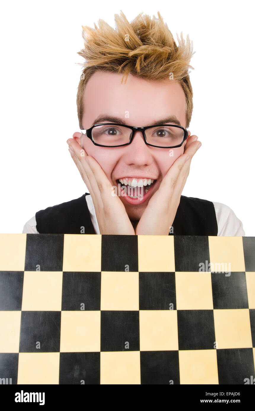 Funny chess player isolated on white Stock Photo - Alamy