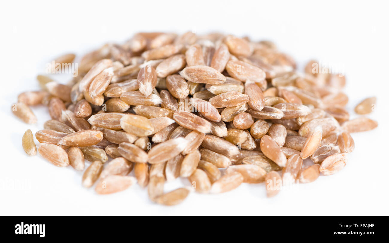 Portion of Spelt (isolated on pure white background Stock Photo - Alamy