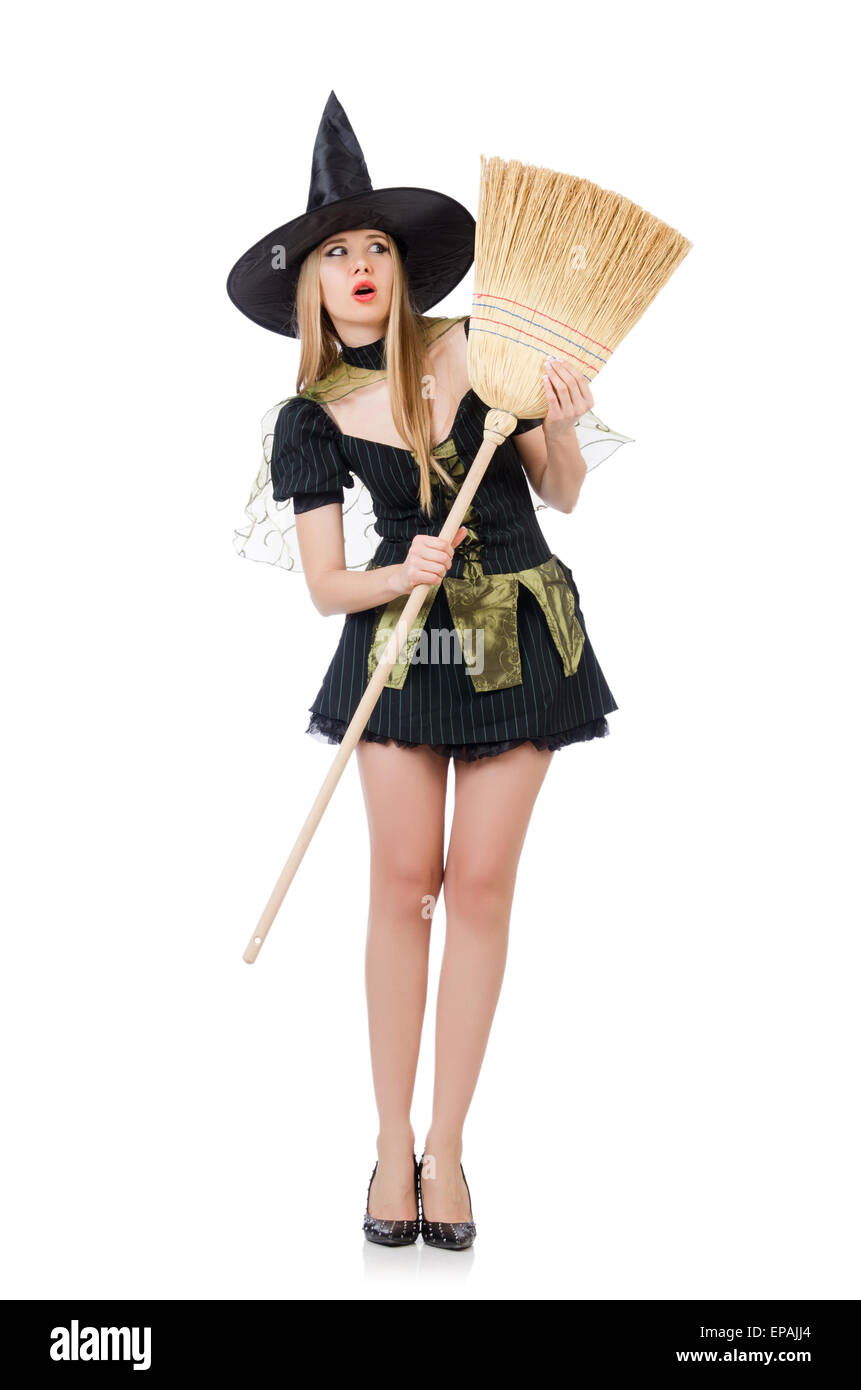 Witch isolated on the white background Stock Photo - Alamy
