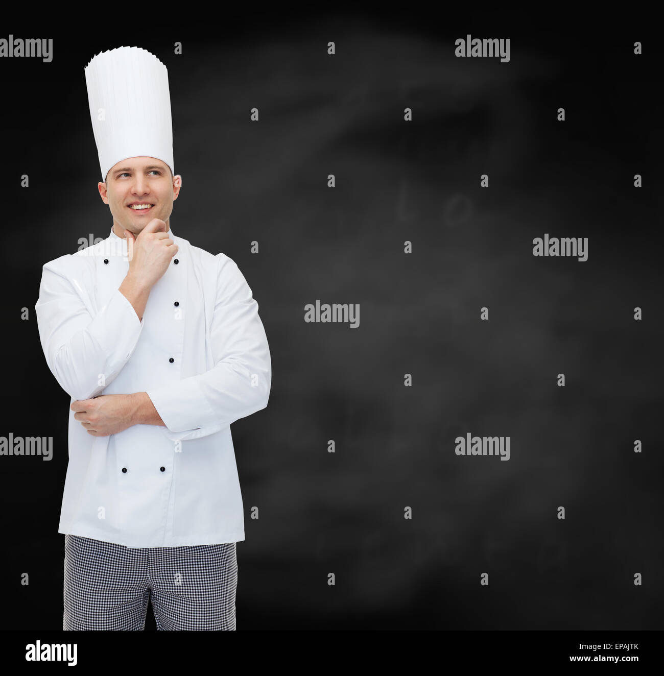 happy male chef cook thinking Stock Photo - Alamy