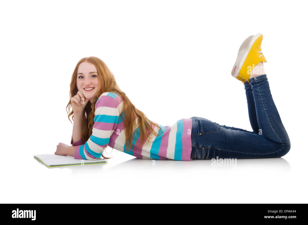 Young student with books isolated on white Stock Photo - Alamy