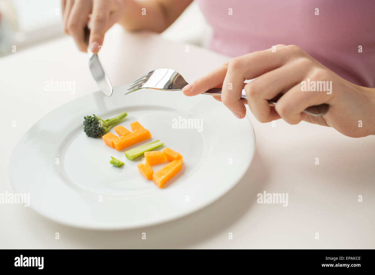 Eating dinner closeup hands hi-res stock photography and images - Alamy