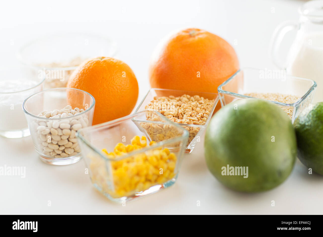 close up of food ingredients on table Stock Photo - Alamy