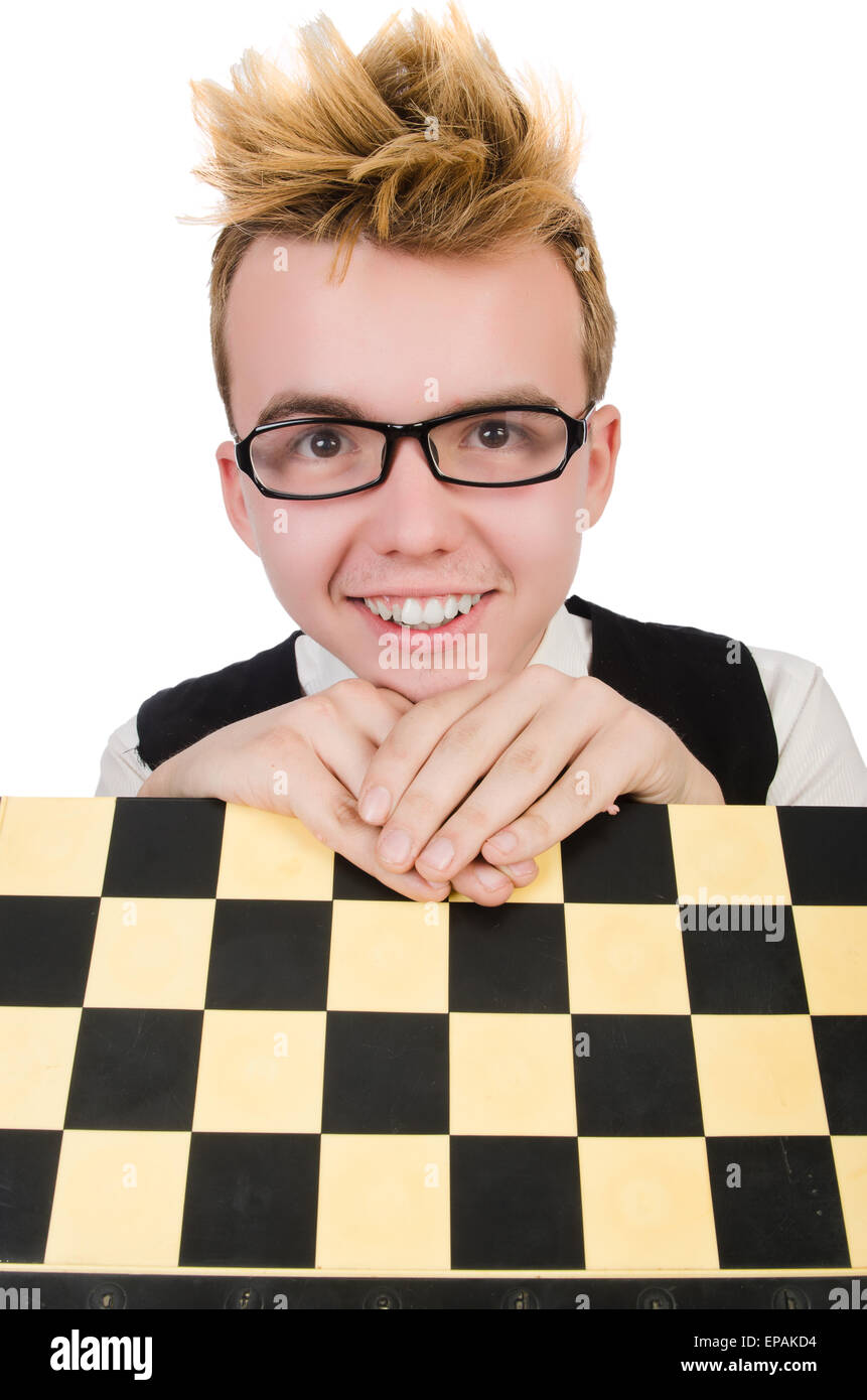 Funny chess player isolated on white Stock Photo - Alamy