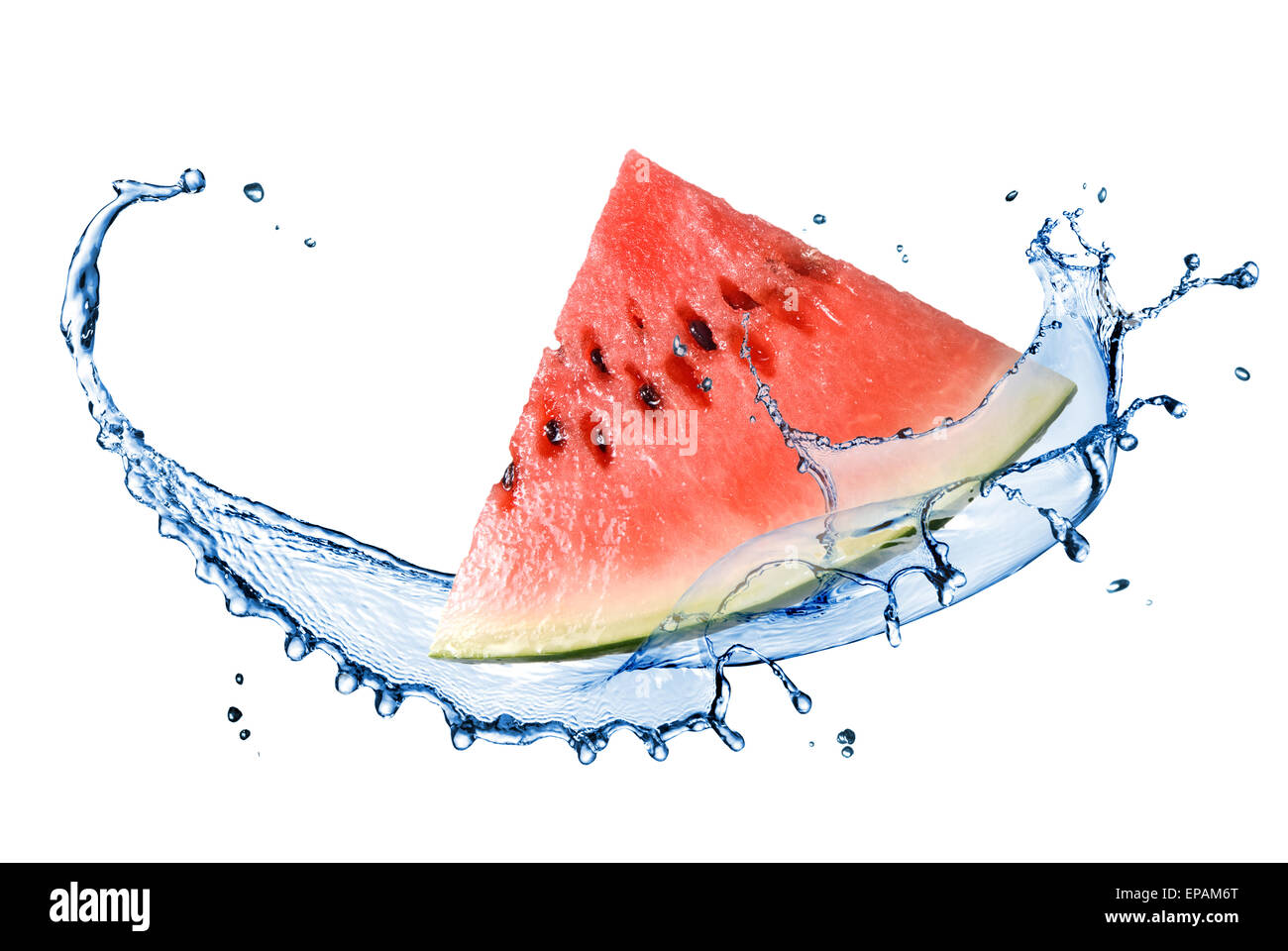 watermelon and water splash isolated on white Stock Photo - Alamy