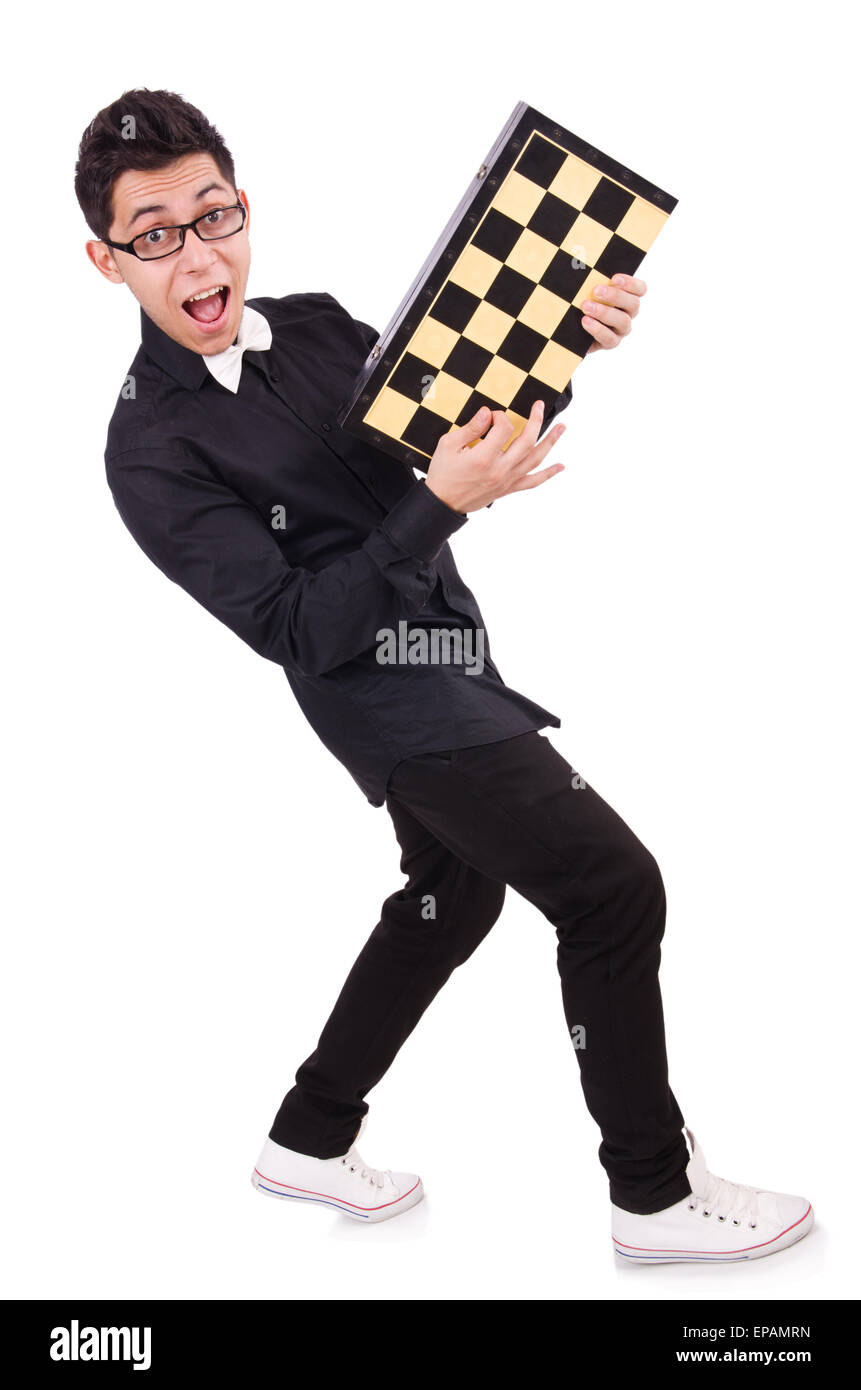 Funny chess player isolated on white Stock Photo - Alamy