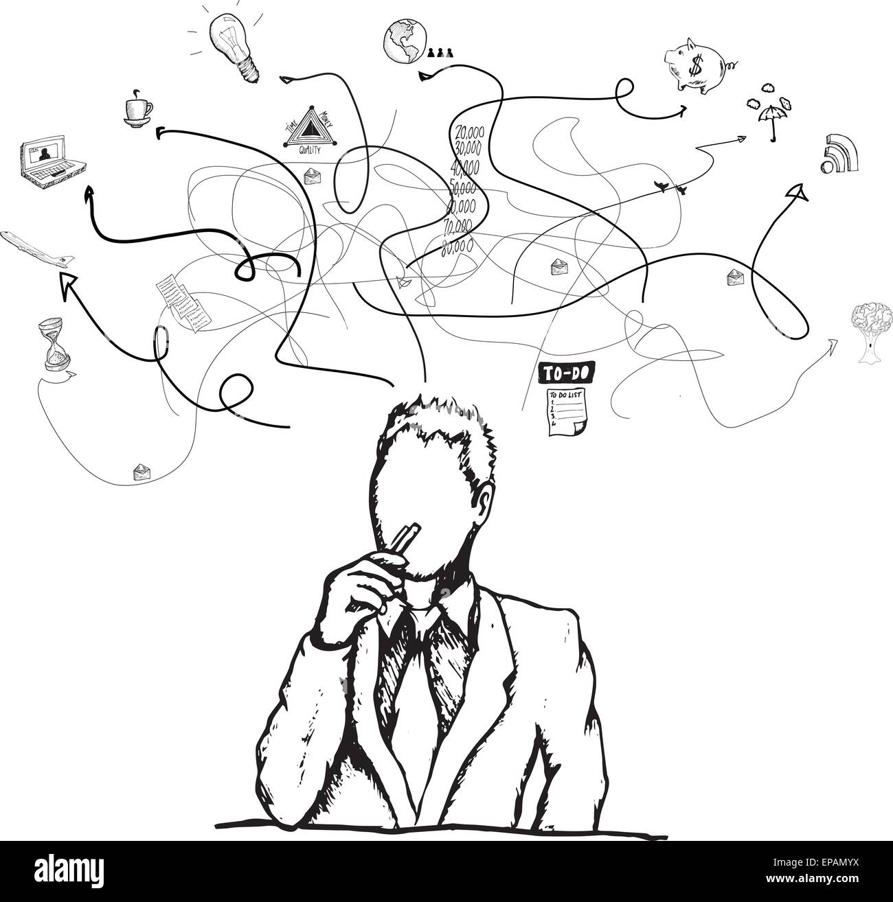 Thinking businessman illustration Stock Photo - Alamy