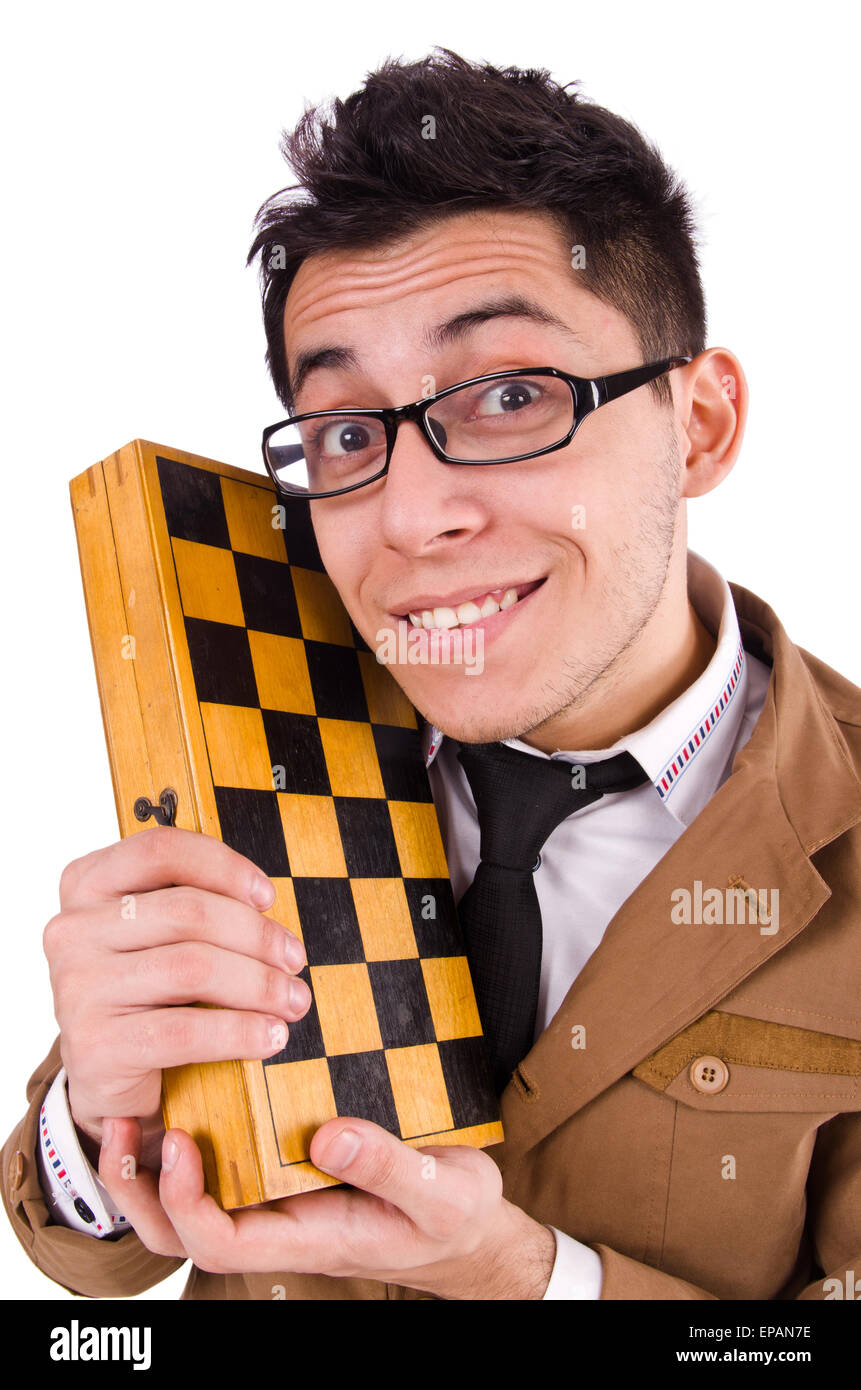 Funny chess player isolated on white Stock Photo - Alamy