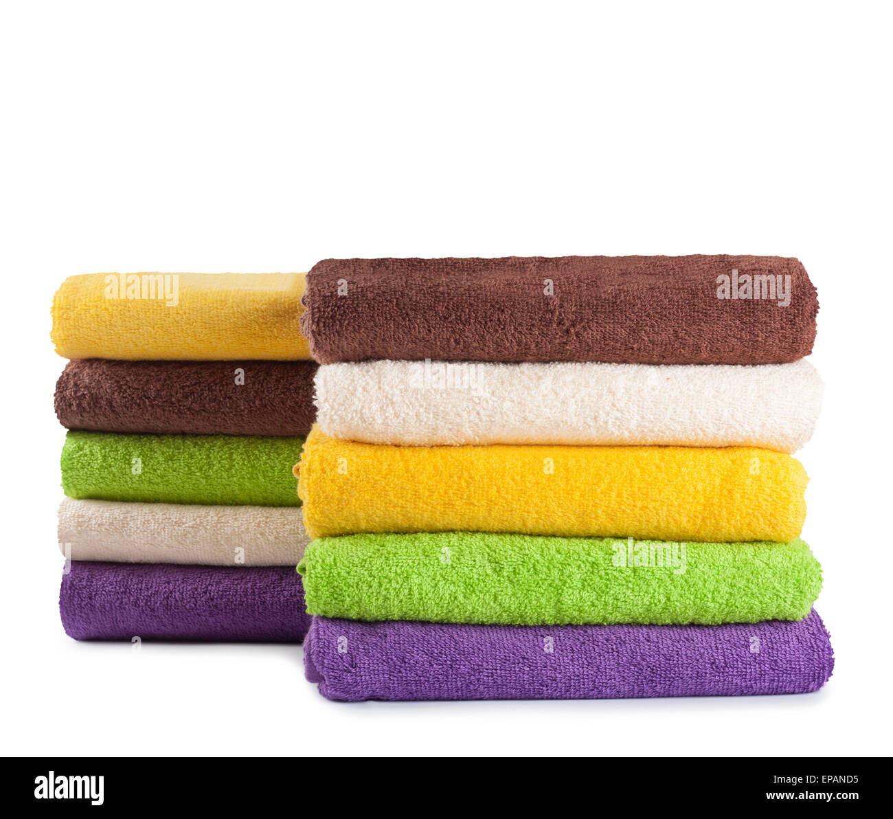 Stack of clean fresh towels isolated on white background Stock Photo ...