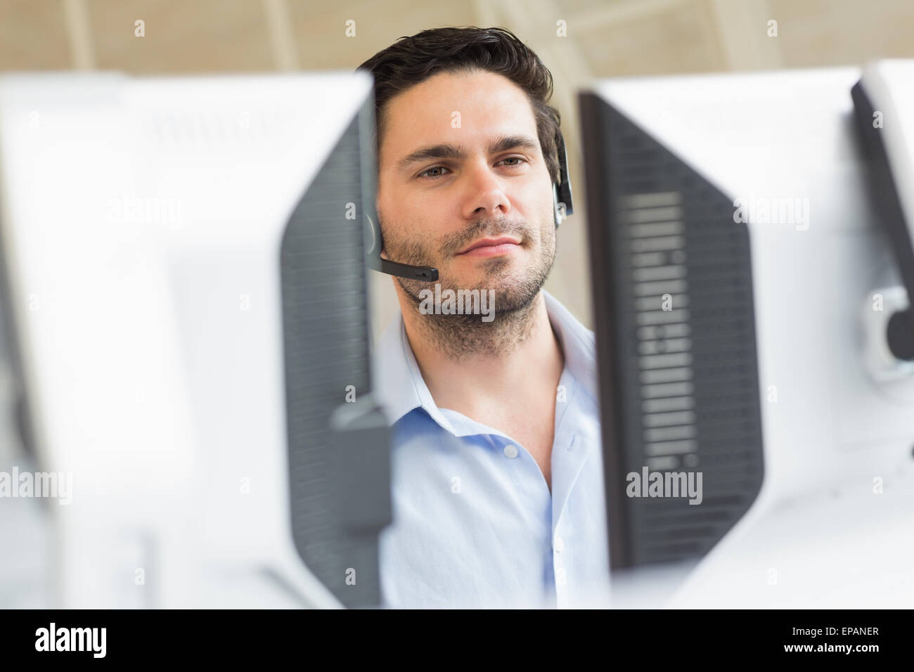 Customer service representative using computer Stock Photo - Alamy