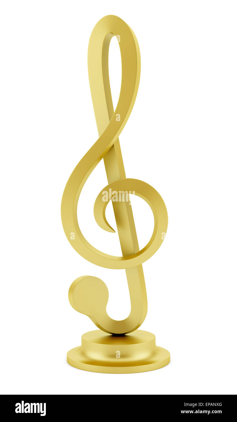 golden treble clef statuette isolated on white Stock Photo - Alamy
