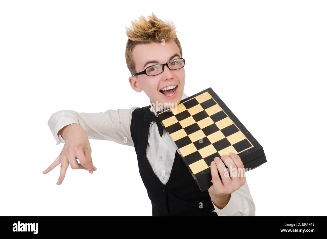 Funny chess player isolated on white Stock Photo - Alamy