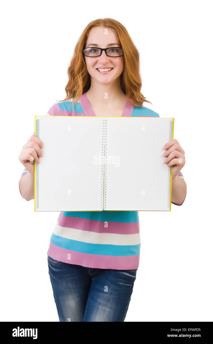 Young student with books isolated on white Stock Photo - Alamy
