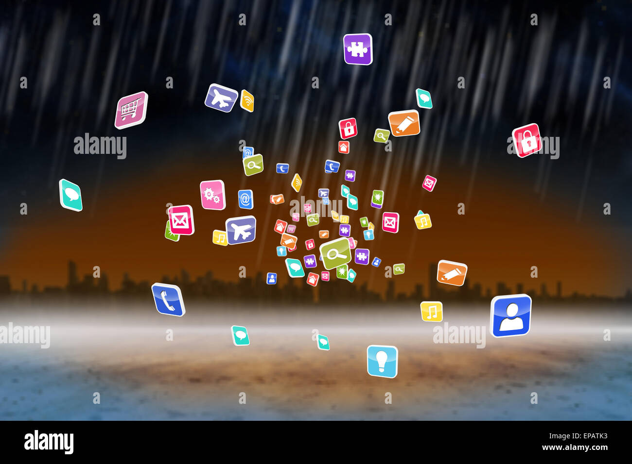 Composite image of colourful computer applications Stock Photo - Alamy