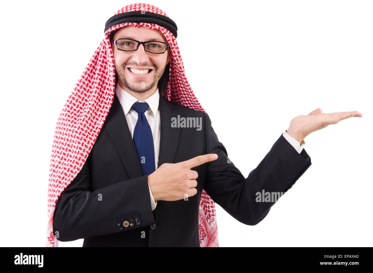 Arab man in specs isolated on white Stock Photo - Alamy