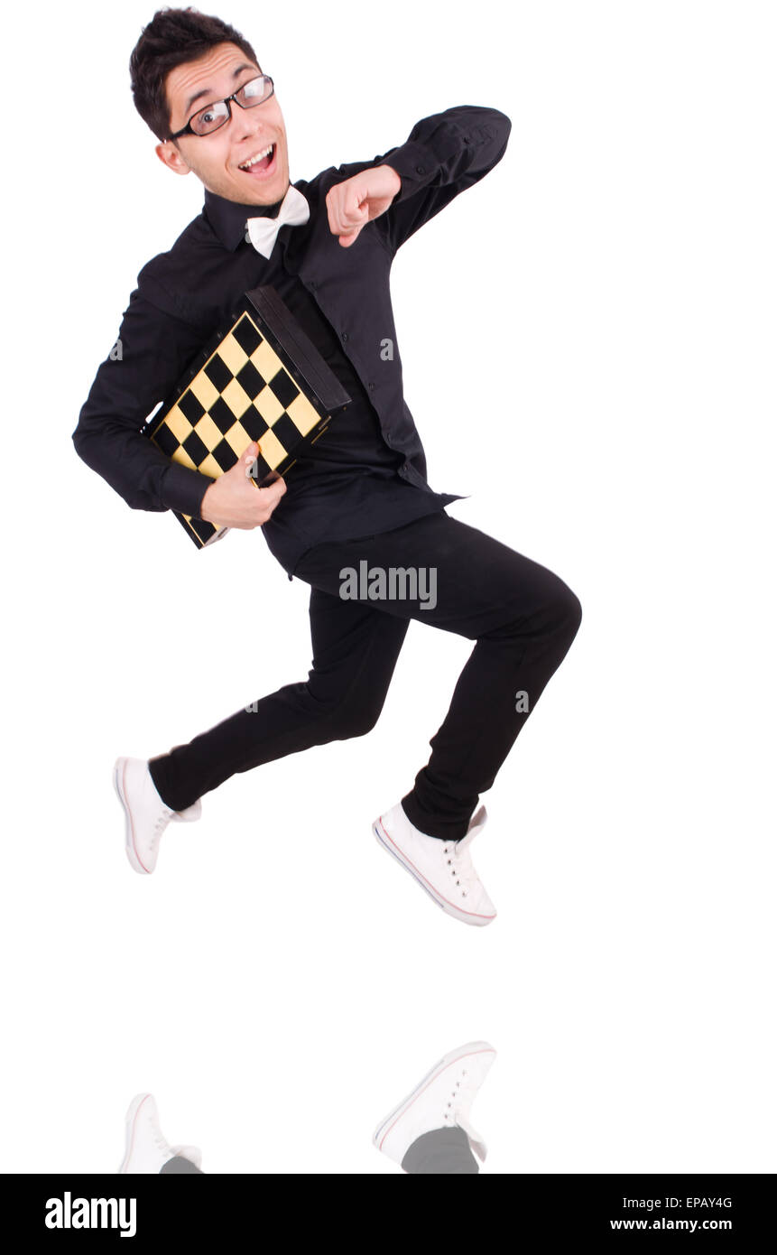 Funny chess player isolated on white Stock Photo - Alamy