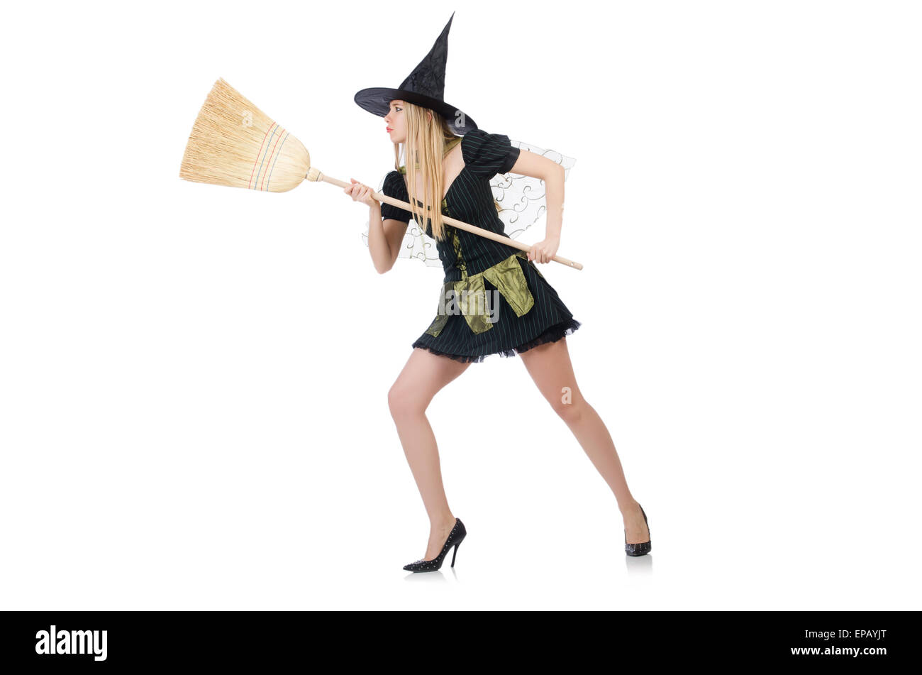 Witch isolated on the white background Stock Photo - Alamy