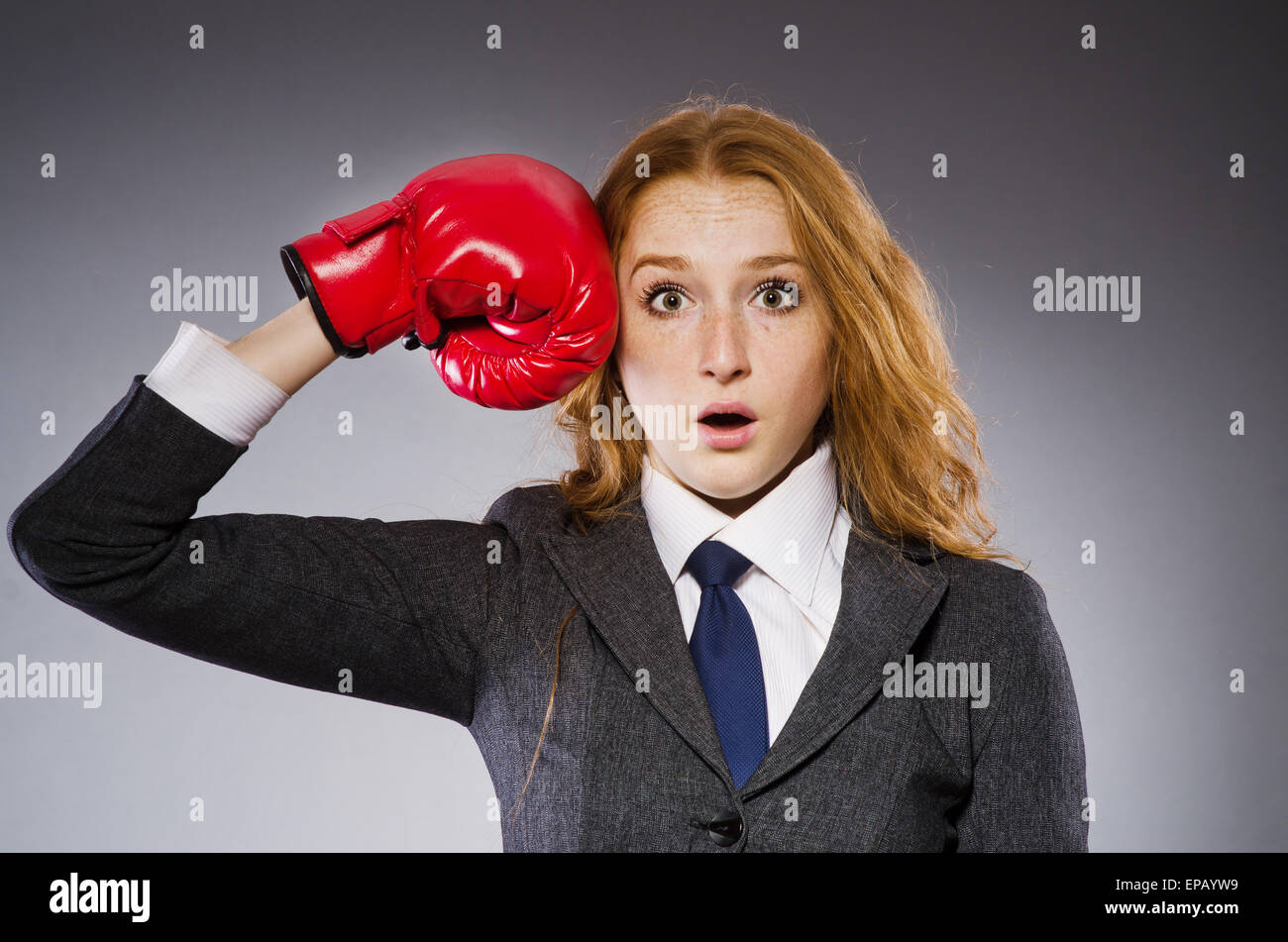Woman boxer in dark room Stock Photo - Alamy
