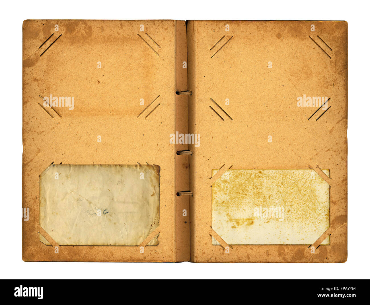 Open photoalbum with ribbon for photos on the isolated white background ...